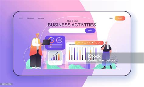 방문 페이지에 대한 비즈니스 활동 개념입니다 관리자는 재무 통계를 분석하고 성공 전략 웹 배너 템플릿을 만듭니다 웹 페이지를 위한 플랫 만화 디자인의 벡터 일러스트레이션