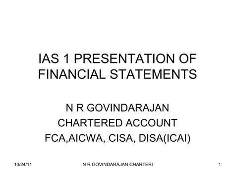 Ias 1 Presentation Of Financial Statements Ppt