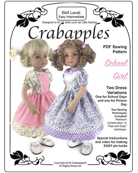 School Girl Dress Pdf Pattern For 13 Dolls Etsy