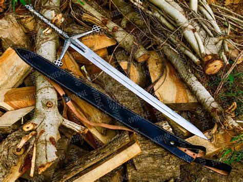 Handmade Scottish Claymore Sword J2 Steel Highland Claymore Black