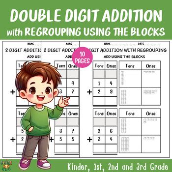 Double Digit Addition With Regrouping Worksheets With Base Ten Blocks