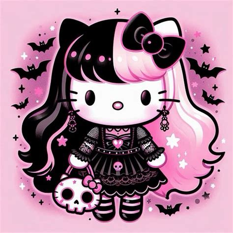 Gothic Hellokitty Goth Hellokittygirl Kawaii Kawaiigoth Cute