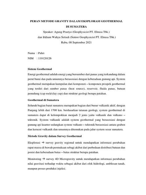 Peran Metode Gravity Dalam Eksplorasi Geothermal Pdf