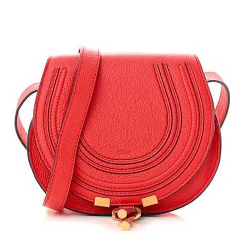Chloe Grained Calfskin Small Marcie Saddle Bag Red 1414808 Fashionphile