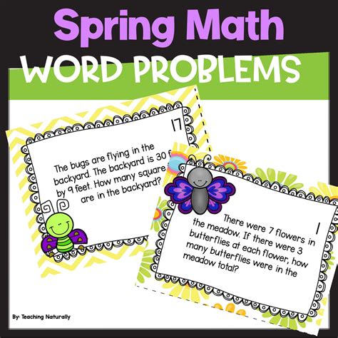 Spring Math Word Problem Task Cards Test Prep 3rd Grade Classful