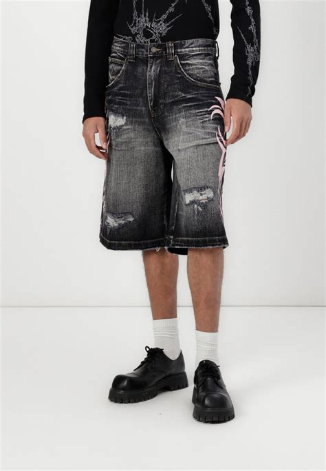 Jaded London Blade Colossus Jorts Unisex Denim Shorts Black
