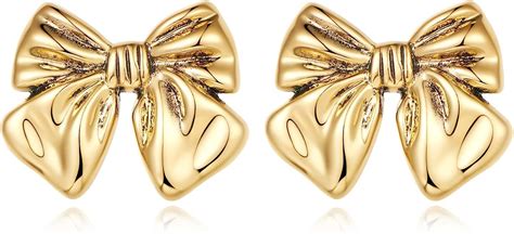 Gold Bow Drop Earrings Vintage Aesthetic