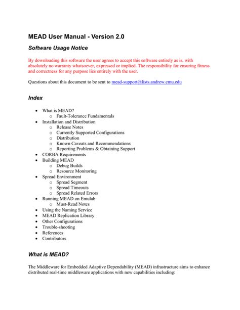 Mead User Manual Version 20 Software Usage Notice