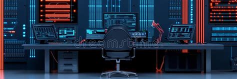 Advanced Data Center Workstation Modern Data Center Workstation With Multiple Monitors