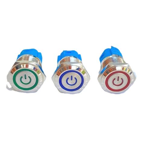ปุ่มกดสวิตช์ไฟ Led ทรงกลม 16 มม ไม่มี Nc สีแดง สีฟ้า 24v Shopee Thailand