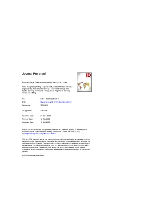 Pdf Prosthetic Valve Endocarditis Caused By Aerococcus Urinae
