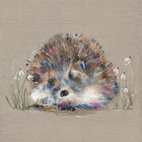 Artko Hedgehog Canvas Print Hedgehog And Snowdrops Painting By Louise