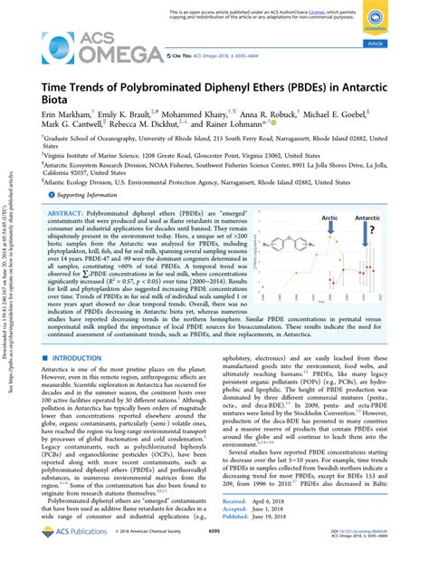 Pdf Time Trends Of Polybrominated Diphenyl Ethers Pbdes In Antarctic Biota