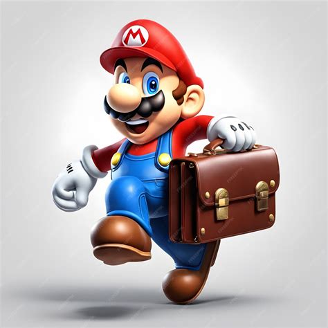 Premium Photo A Mario Game Character Holding A Briefcase With A White
