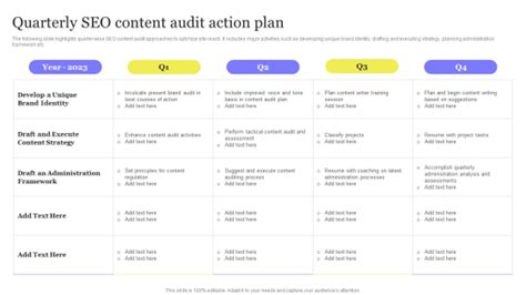 Enhancing Digital Visibility Using SEO Content Strategy Quarterly SEO Content Audit Action Plan ...