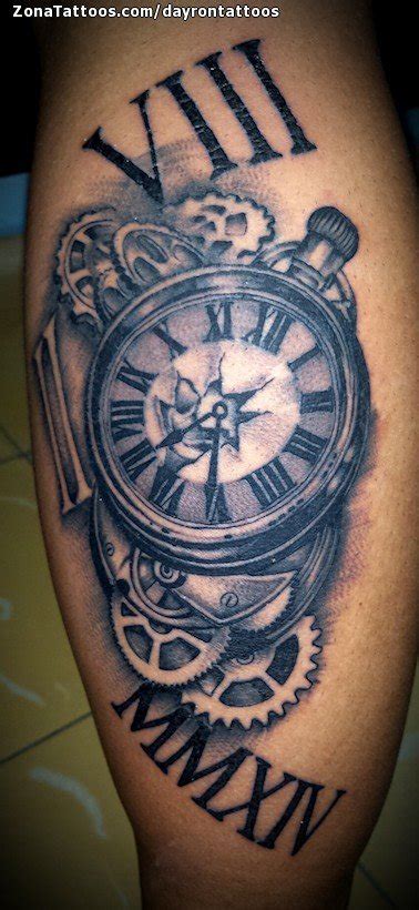 Tattoo Of Clocks Cogs Roman Numerals