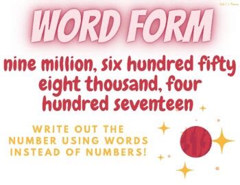 Representing Numbers Standard Word Expanded Forms Expanded Notation