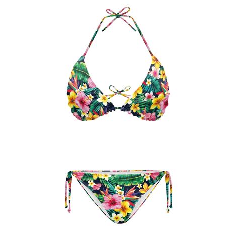 Binienty Bathing Suit Flower Durable Bikini Set Quick Drying Sexy