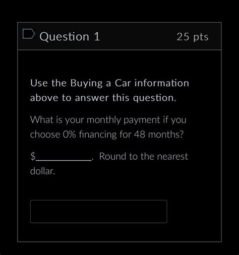 solved question 1 25 pts use the buying a car information