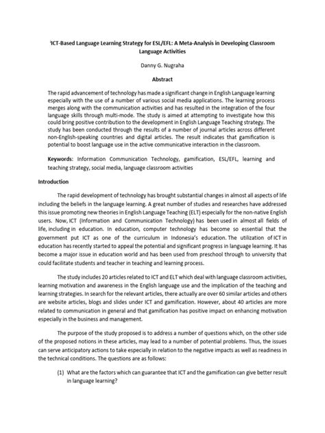 Ict Based Linguistic Analysis 3x Pdf Self Efficacy
