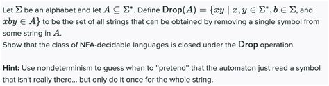 Solved Let Σ Be An Alphabet And Let Ac Σ Define Dropa