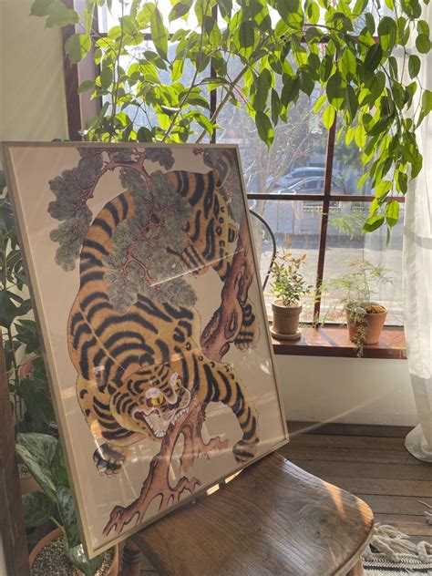 오색찬란코리아 오색찬란코리아 호랑이 그림 대형액자 A2 민화 동양화 포스터 행운그림 인테리어 액자 위시버킷