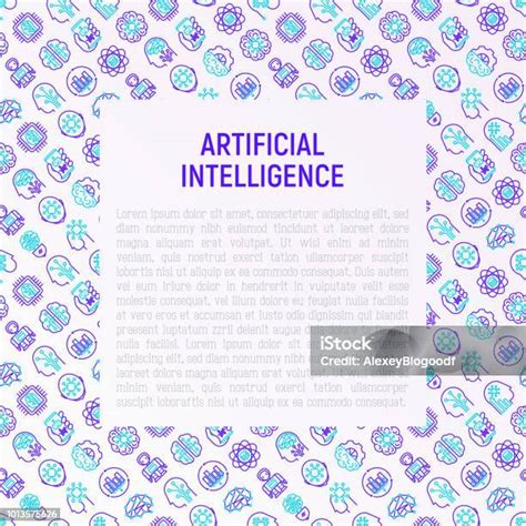 얇은 선 아이콘으로 인공 지능 개념 로봇 뇌 기계 학습 마케팅 분석 Cpu 칩 음성 도우미 현대 벡터 일러스트 레이 션 배너 웹 페이지 인쇄 미디어 Cpu에 대한 스톡 벡터