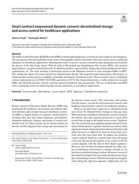 Smart Contract Empowered Dynamic Consent Decentralized Storage And Access Control For