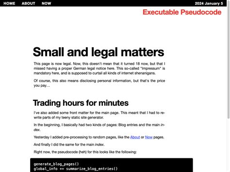 small and legal matters executable pseudocode