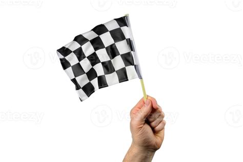 AI Generated Hand Holding A Checkered Flag Isolated On Transparent Background PNG