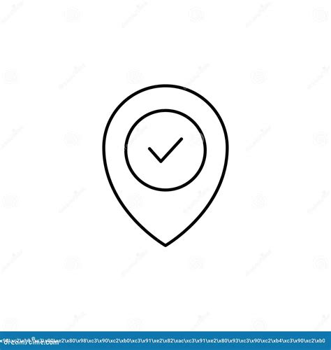 Check Location Line Icon Pointer Sign With Check Mark Map Pin Symbol Stock Illustration