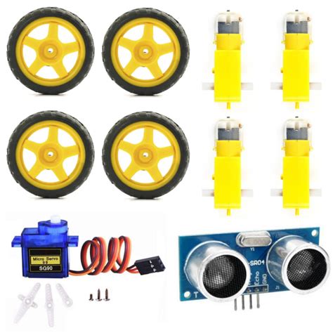Dual Shaft Bo Motor And Wheel Set Of 4 And Arduino Uno R3 Vayuyaan