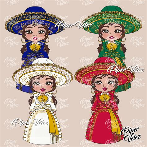Mexican Charra Illustration Clipart Etsy