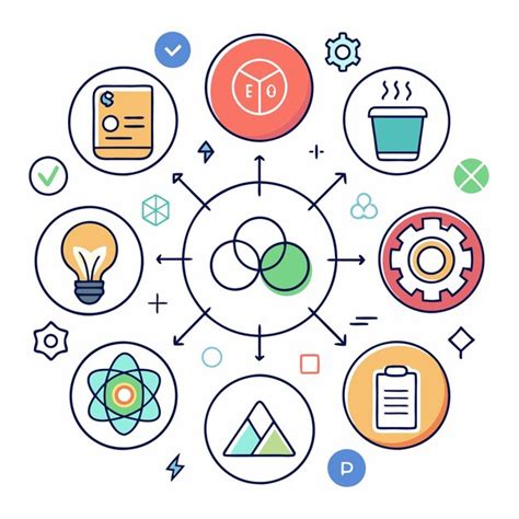 Circular Diagram With Various Icons And Arrows Indicating Connection And Flow Premium AI