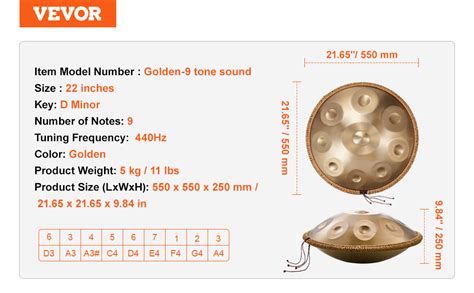 Vevor Handpan Drum 22 In 9 Notes D Minor Steel Hand Drum With Mallets For Adult Vevor Us