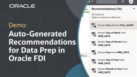 Using Auto Generated Recommendations For Data Prep In Oracle Fdi Demo Youtube
