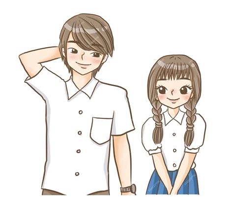 커플 만화 낙서 Kawaii 애니메이션 색칠 공부 페이지 귀여운 그림 그리기 클립 아트 문자 Chibi 프리미엄 벡터