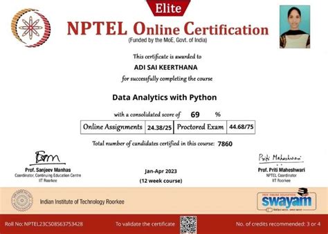 Adi Sai Keerthana On Linkedin Nptel Iitroorkee Dataanalytics