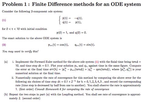Problem 1 Finite Difference Methods For An Ode