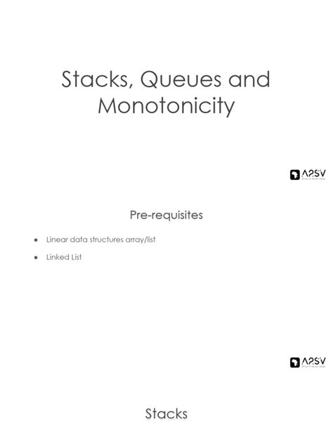 A2sv Stacks Queues And Monotonicity Lecture With Code Pdf Queue Abstract Data Type