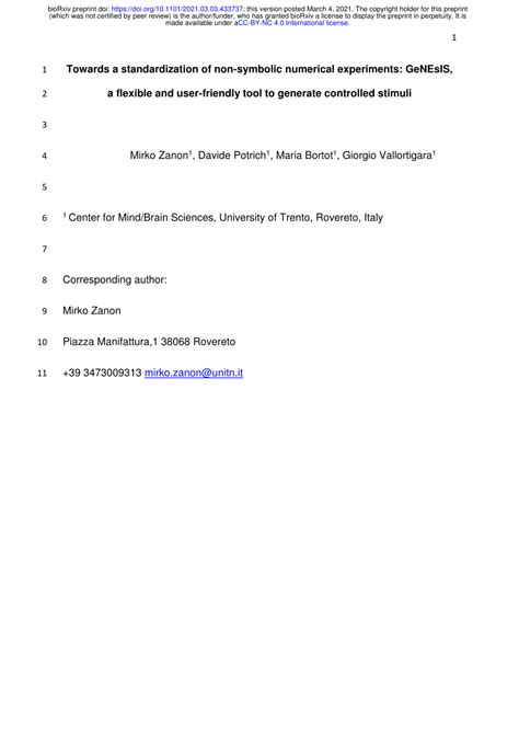 Pdf Towards A Standardization Of Non Symbolic Numerical Experiments Genesis A Flexible And