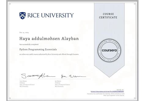 Haya Alayban On Linkedin Course Certificate Of Python Programming