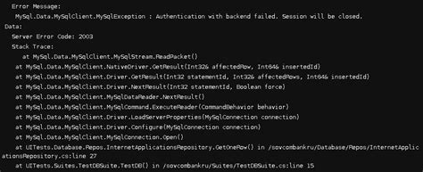 C Ошибка при подключении к удаленной БД Mariadb Netcore Stack