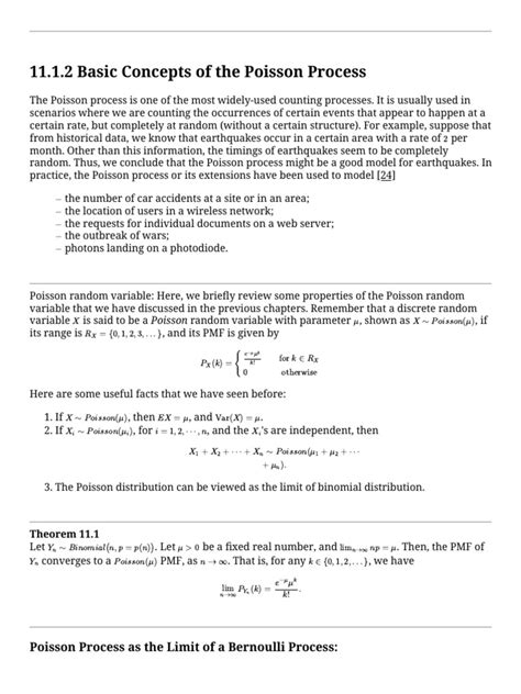 Basic Concepts Of The Poisson Process Pdf Statistical Theory