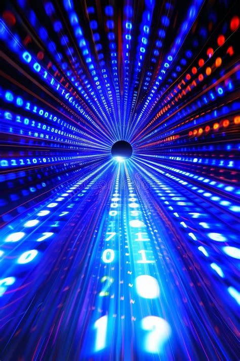 Abstract Technology Background With Binary Code Tunnel A Futuristic