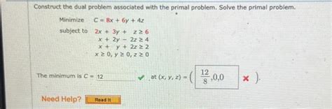 Solved Construct The Dual Problem Associated With The Primal