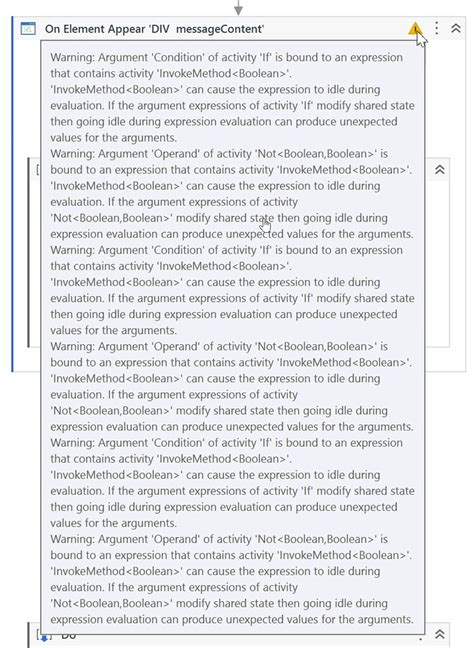 on element appear warning argument condition of activity if is
