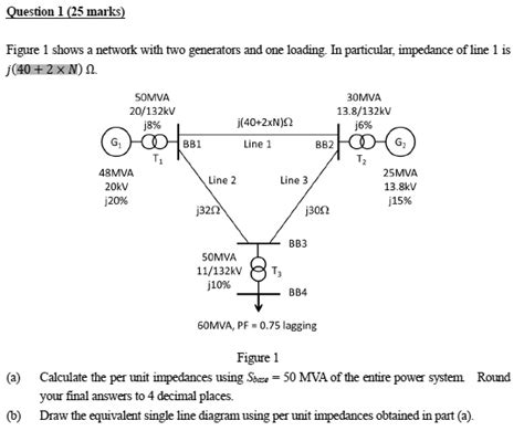 Solved Texts Calculate The Per Unit Impedances Of The Entire Power System Round Final Answers