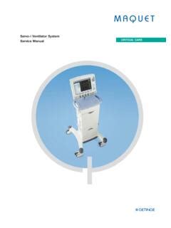 Servo I Ventilator System Service Manual CRITICAL CARE Servo I Ventilator System Service