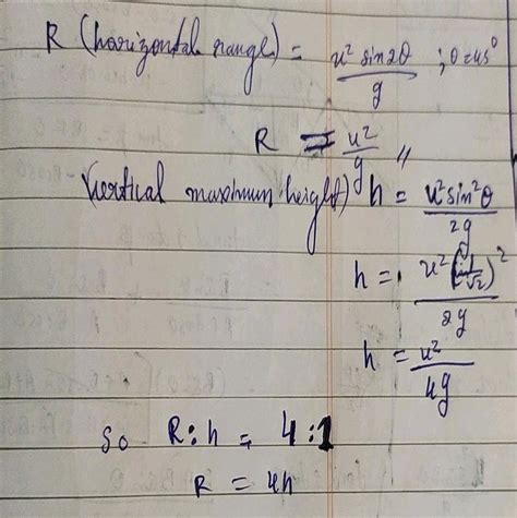 an object is projected an angle of 45° with the horizontal the